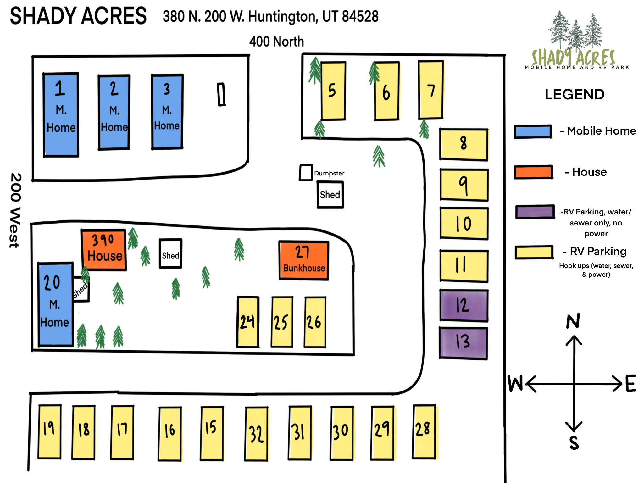 Map – Shady Acres Mobile Home and RV Park